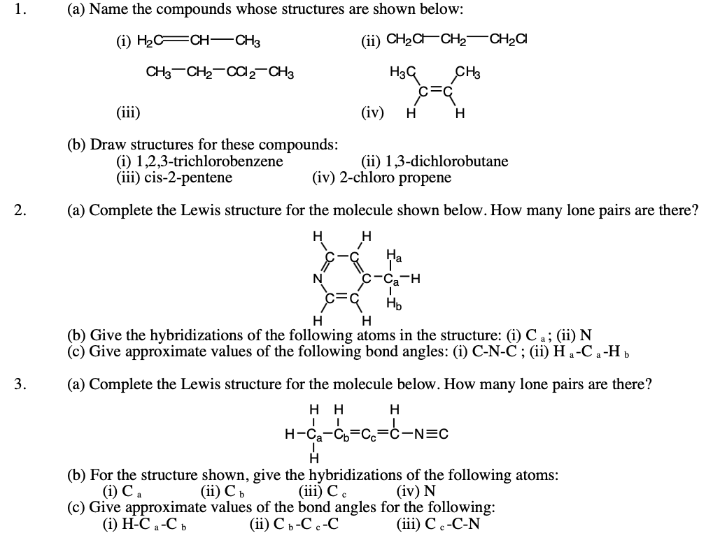 Solved 1. (a) Name the compounds whose structures are shown | Chegg.com