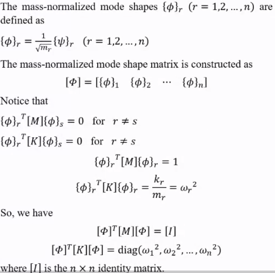 Solved The mass-normalized mode shapes {ϕ}r(r=1,2,…,n) are | Chegg.com