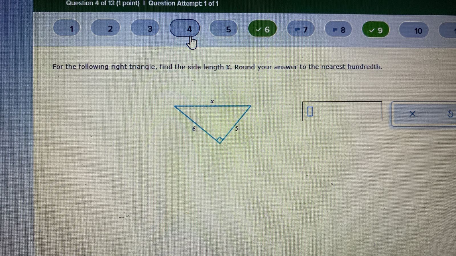 Solved For the following right triangle, find the side | Chegg.com