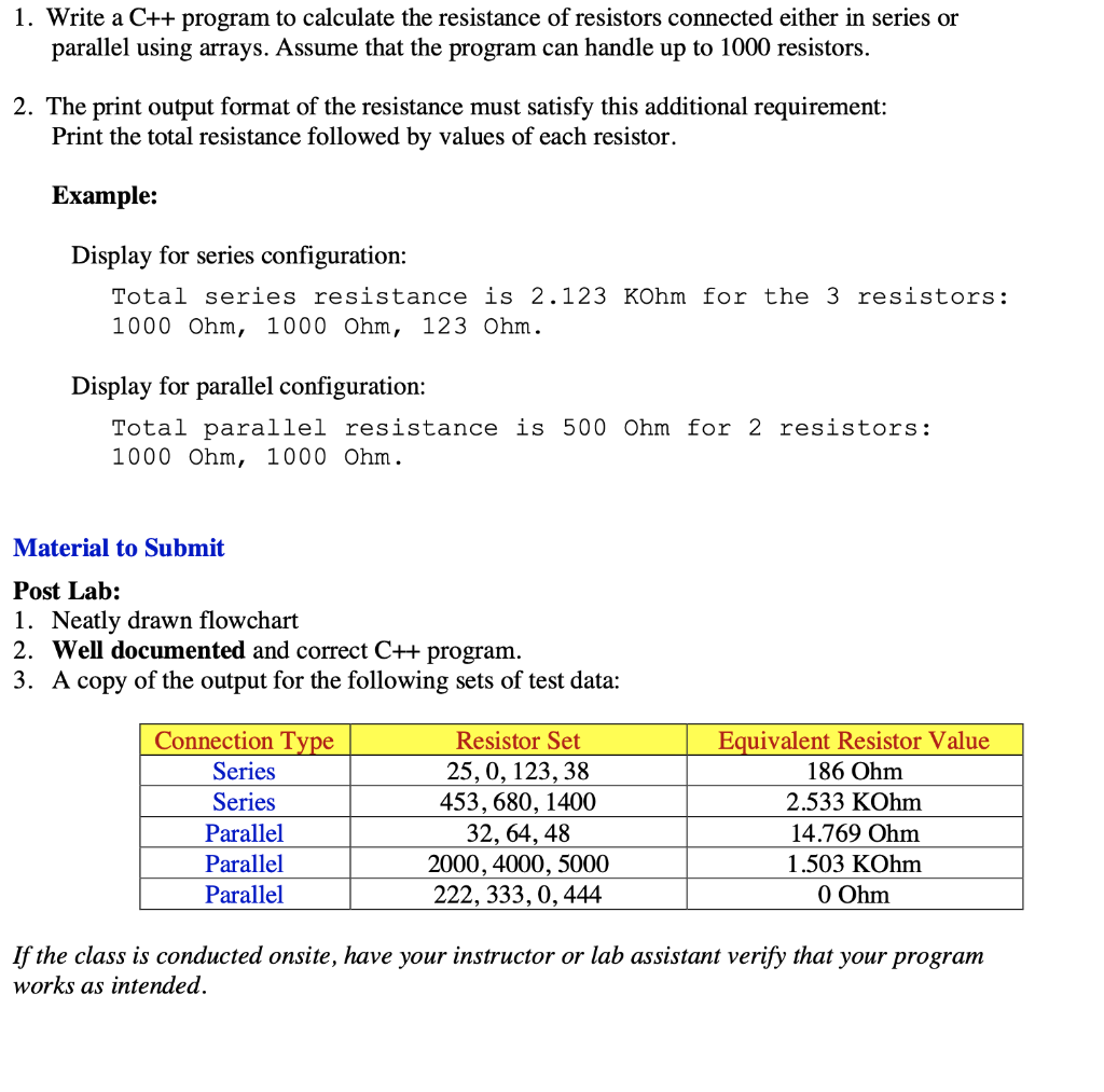 Solved 1. Write a C++ program to calculate the resistance of | Chegg.com