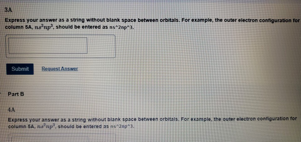 Solved Give the outer electron configuration for each of the | Chegg.com