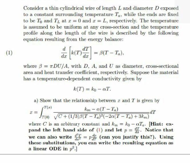 Solved Consider a thin cylindrical wire of length L and | Chegg.com