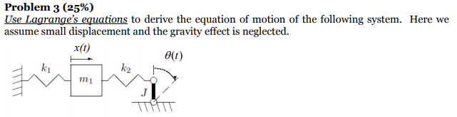 Solved Problem 3 (25%) Use Lagrange's equations to derive | Chegg.com