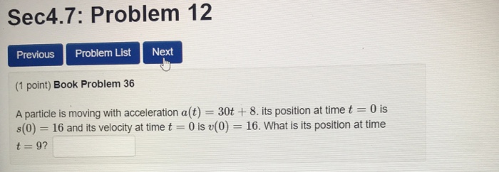 Solved Sec4.7: Problem 12 Previous Problem ListNext (1 | Chegg.com Solved Sec4.7: Problem 12 Previous Problem ListNext (1 | Chegg.com
