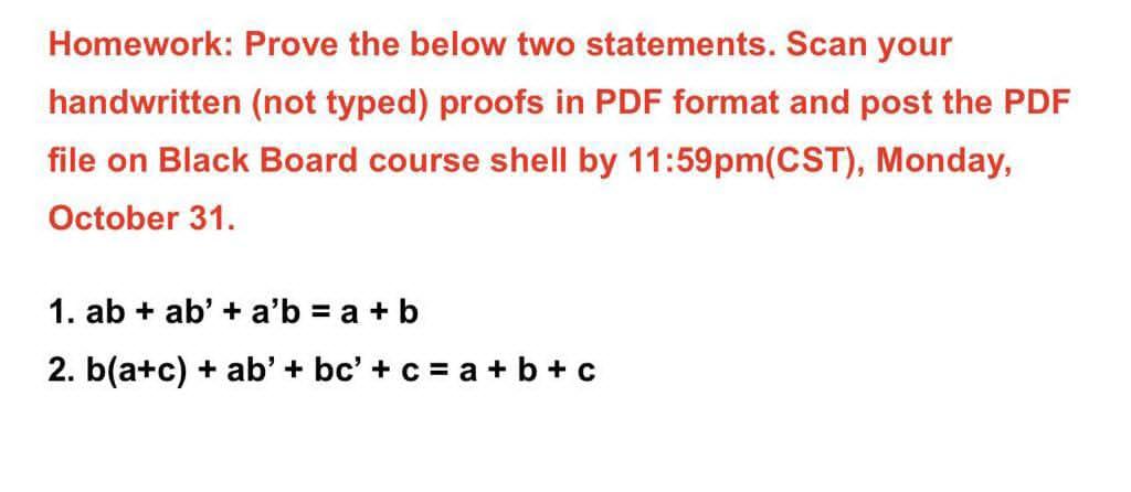 Solved Homework: Prove the below two statements. Scan your | Chegg.com