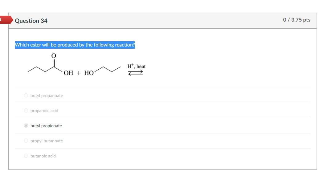 Solved Which ester will be produced by the following | Chegg.com
