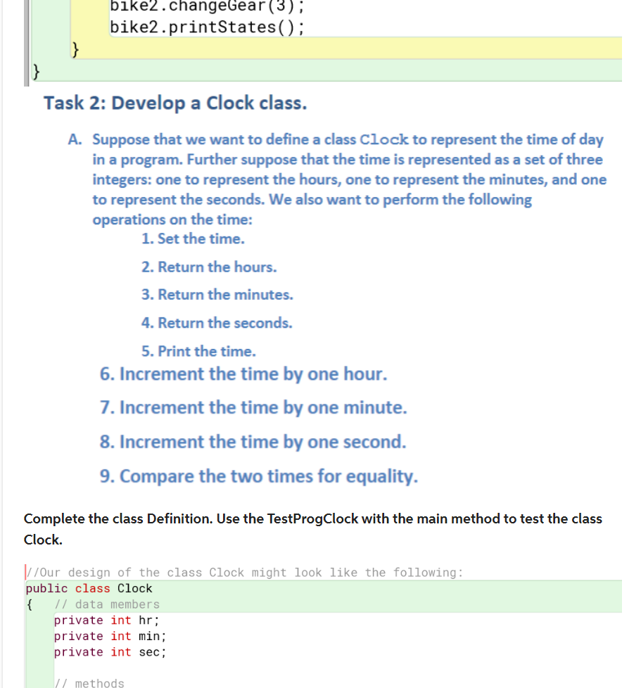 Solved 1. Modify the Bicycle and BicycleDemo classes to | Chegg.com