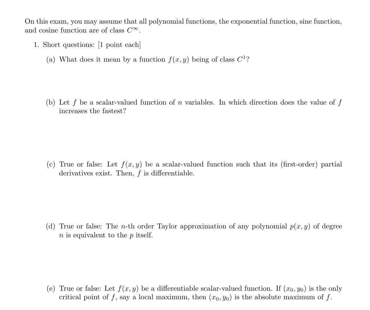 Solved On this exam, you may assume that all polynomial | Chegg.com