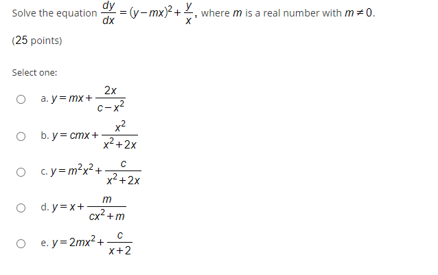 Solved dy Solve the equation = (y-mx)2 + ( y dx where m is a | Chegg.com