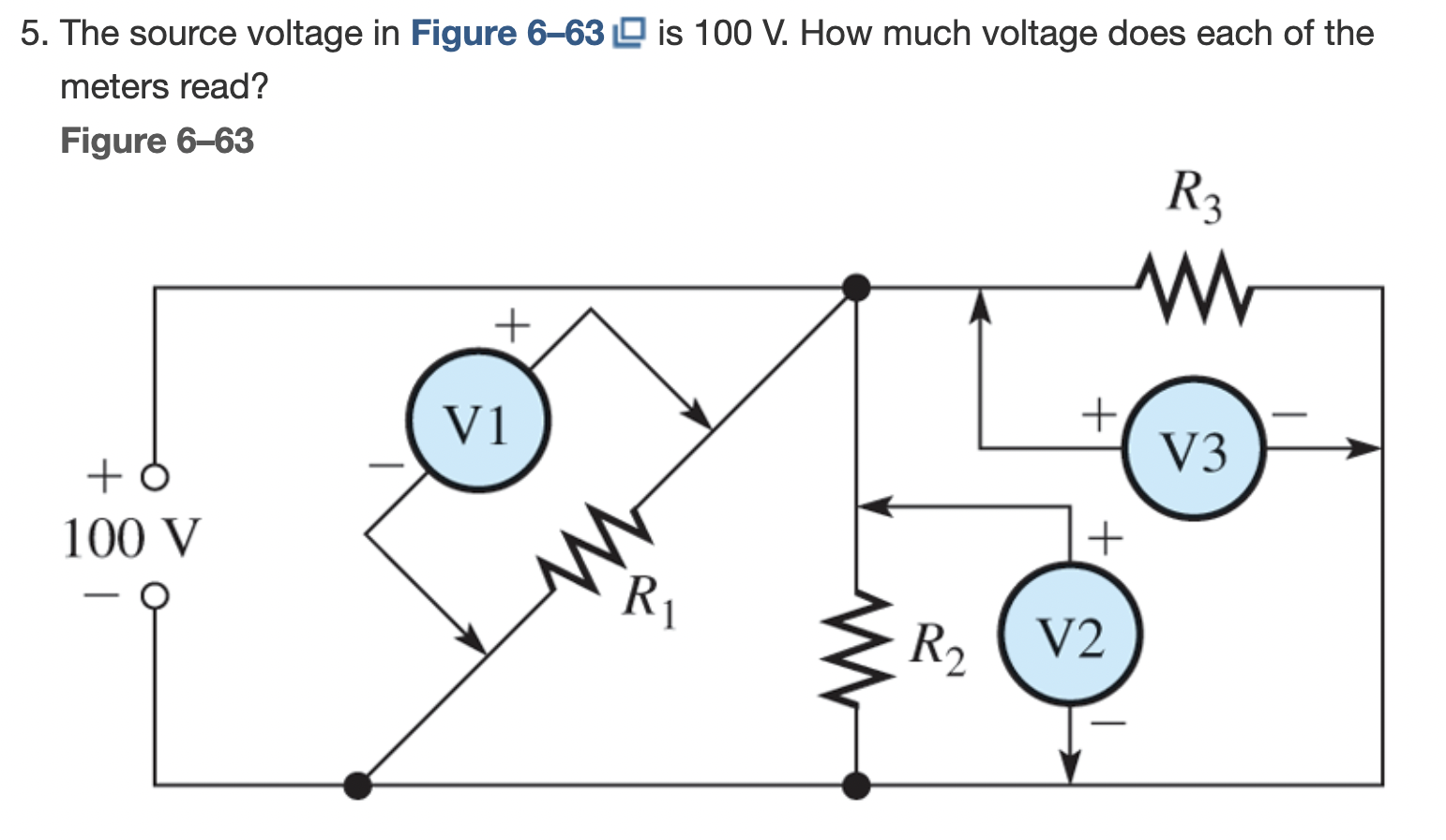 Solved The source voltage in Figure 6-63 ﻿is 100 ﻿V . ﻿How | Chegg.com