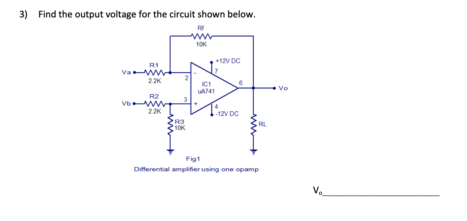 Solved 3) Find the output voltage for the circuit shown | Chegg.com