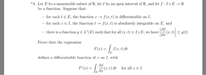 Solved 4 Let E Be A Measurable Subset Of R Let I Be An