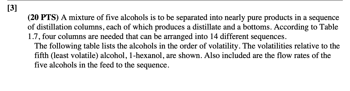 Solved [3] (20 PTS) A mixture of five alcohols is to be | Chegg.com