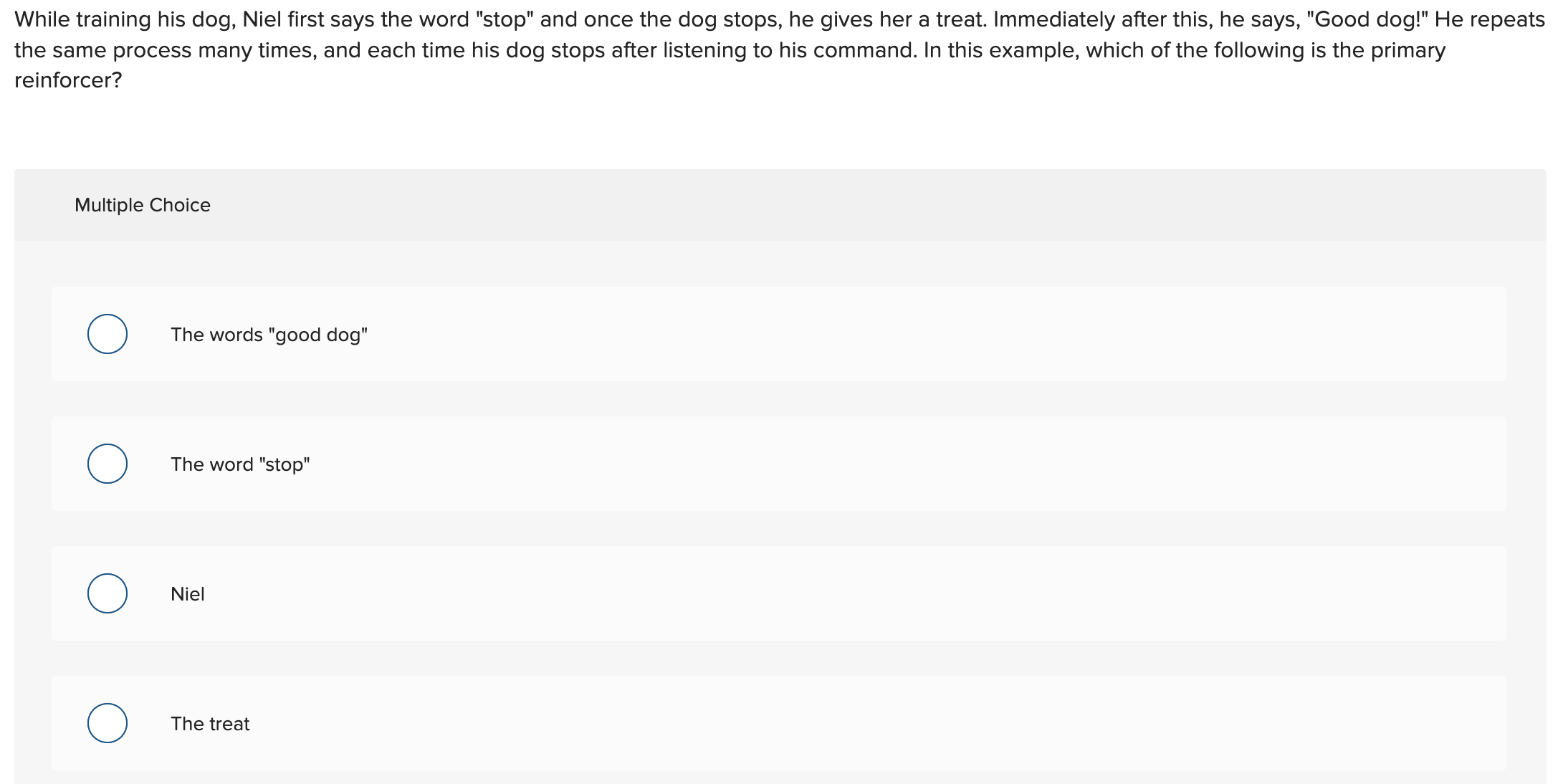 Solved While training his dog, Niel first says the word | Chegg.com