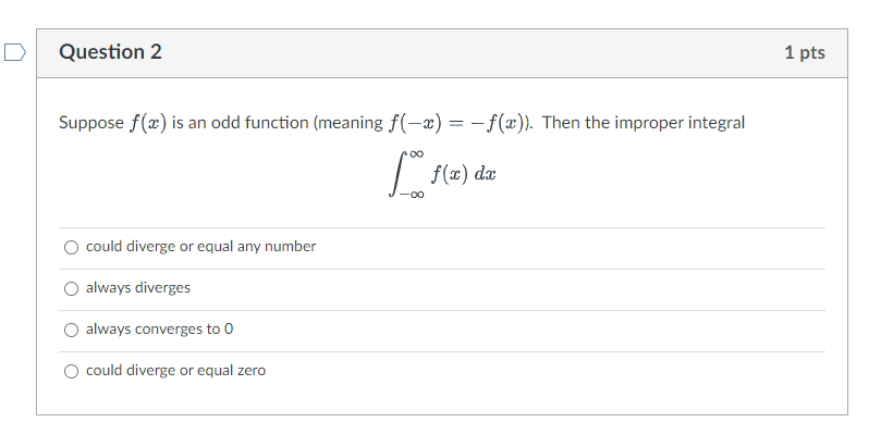 Solved Question 2 1 pts Suppose f(x) is an odd function | Chegg.com