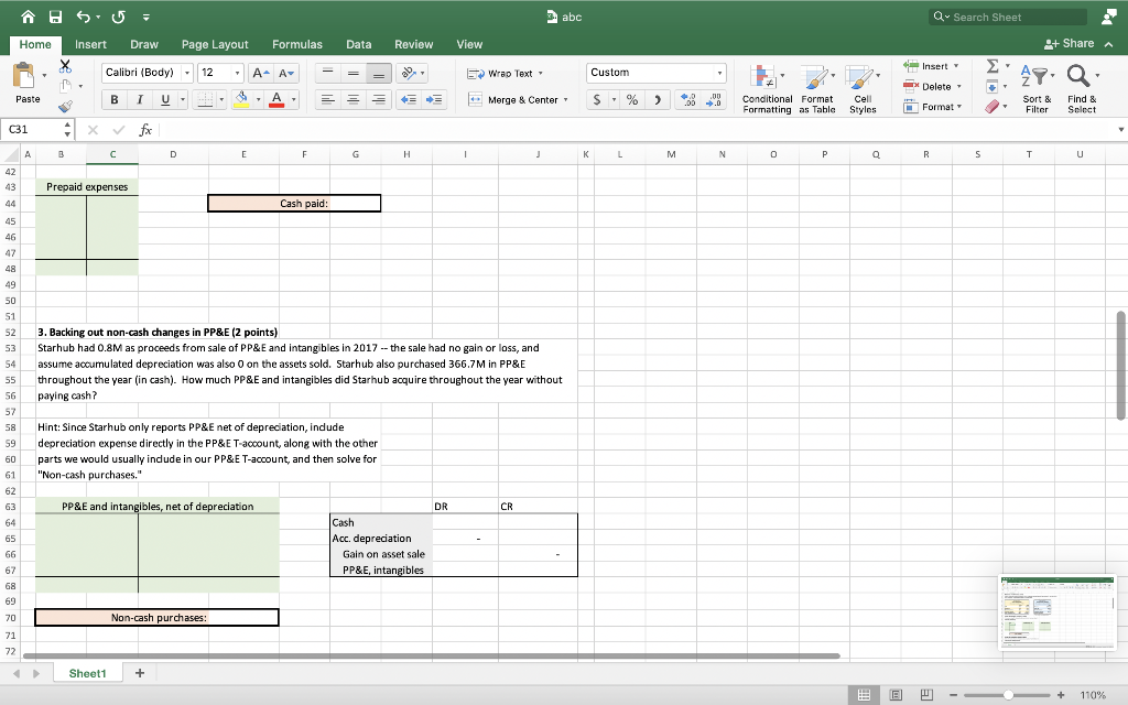 Solved ABS- abc Q Search Sheet Home Insert Draw Page Layout | Chegg.com