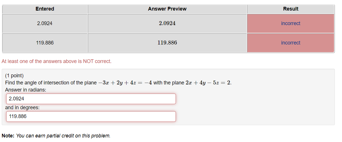 Solved At least one of the answers above is NOT correct. (1 | Chegg.com