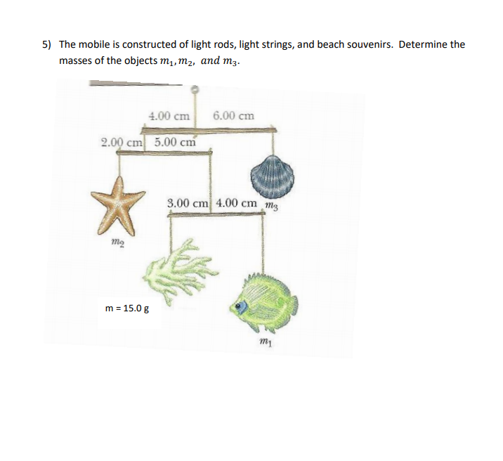 Solved 5) The mobile is constructed of light rods, light | Chegg.com