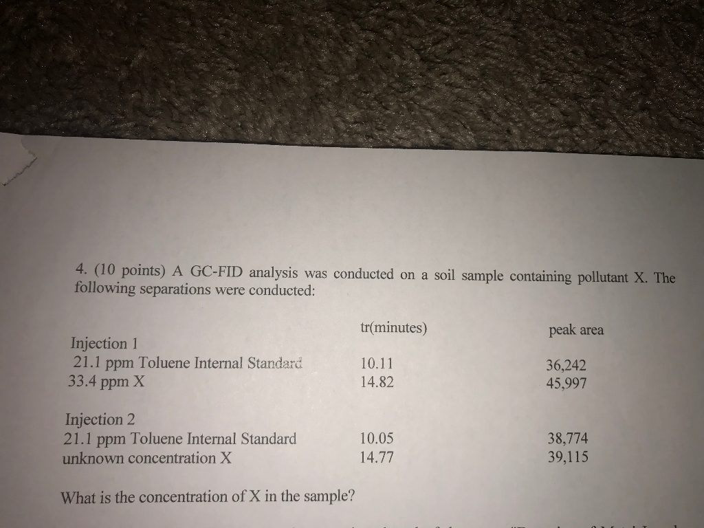 4. (10 points) A GC-FID analysis was conducted on a | Chegg.com