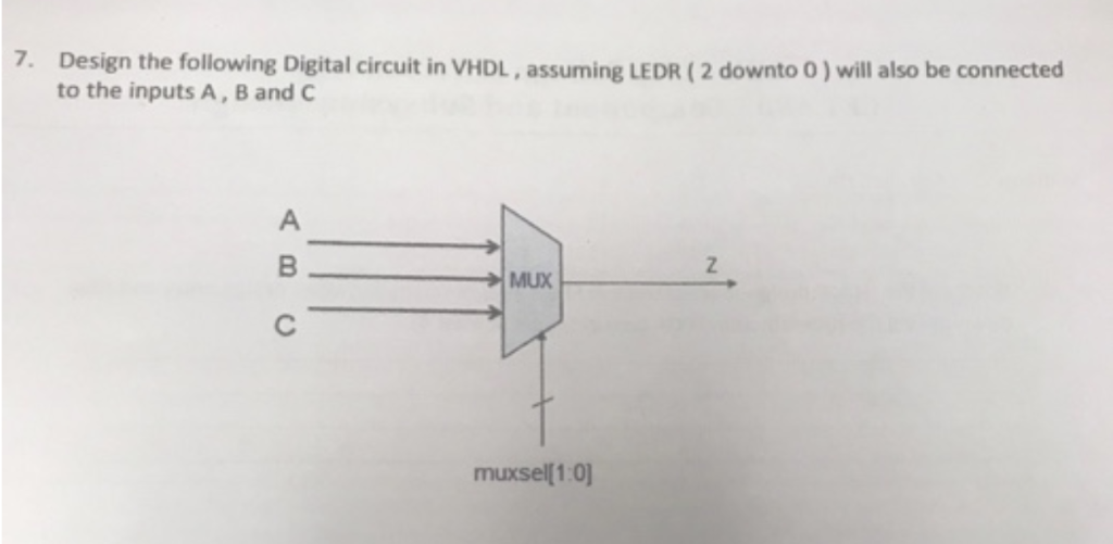 Solved 7 Design The Following Digital Circuit In Vhdl 