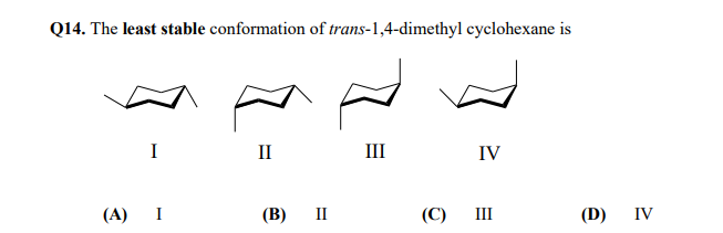 Solved Q14. The least stable conformation of | Chegg.com