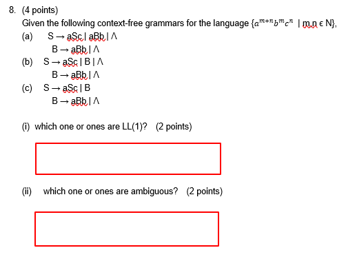 Solved (4 ﻿points)Given the following context-free grammars | Chegg.com