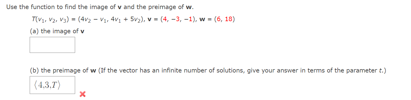 Solved Use the function to find the image of v and the | Chegg.com