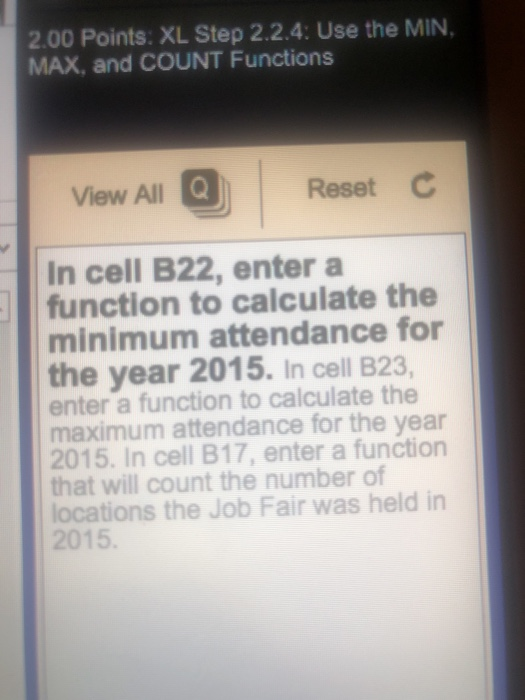 Solved View All Reset C In cell B21, Insert a function to | Chegg.com