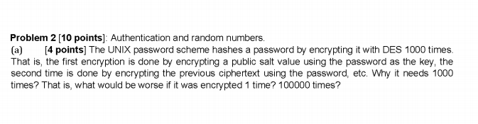 Problem 2 [10 points): Authentication and random | Chegg.com