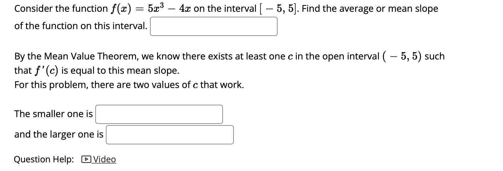 Solved = Consider the function f(x) = 5x3 — 4x on the | Chegg.com
