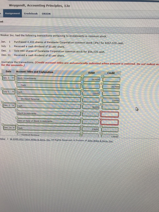 Solved Weygandt, Accounting Principles, 12e Assignment | Chegg.com