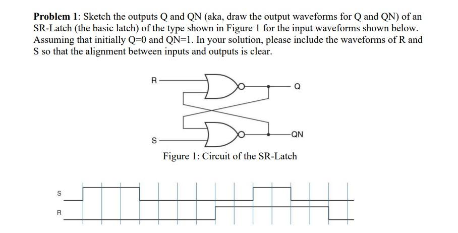 Solved Problem 1: Sketch the outputs Q and QN (aka, draw the | Chegg.com