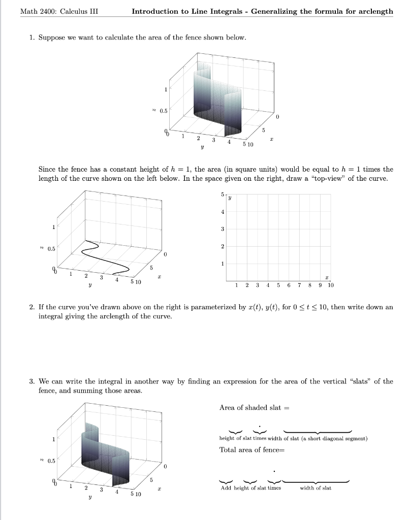 Math 2400: Calculus III Introduction to Line | Chegg.com