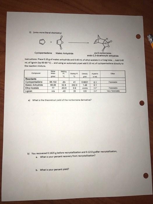 Solved Place 0.10 g of maleic anhydride and 0.40 mL of | Chegg.com