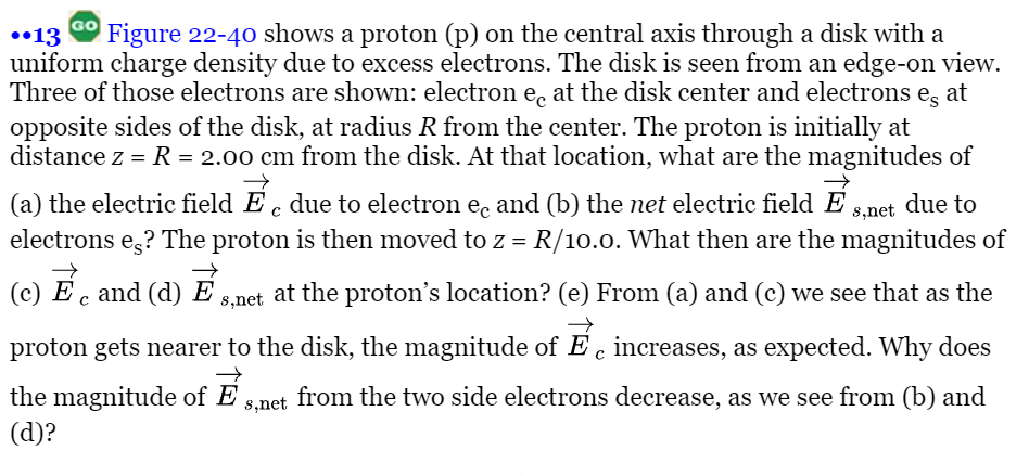 Solved GO ..13 Figure 22-40 shows a proton (p) on the | Chegg.com