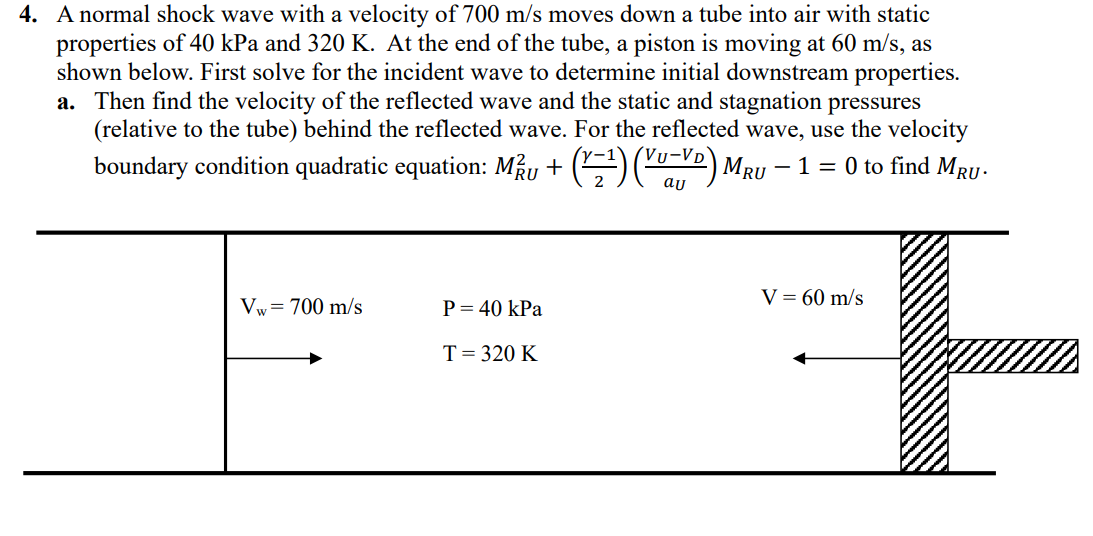 Solved A normal shock wave with a velocity of 700ms ﻿moves | Chegg.com