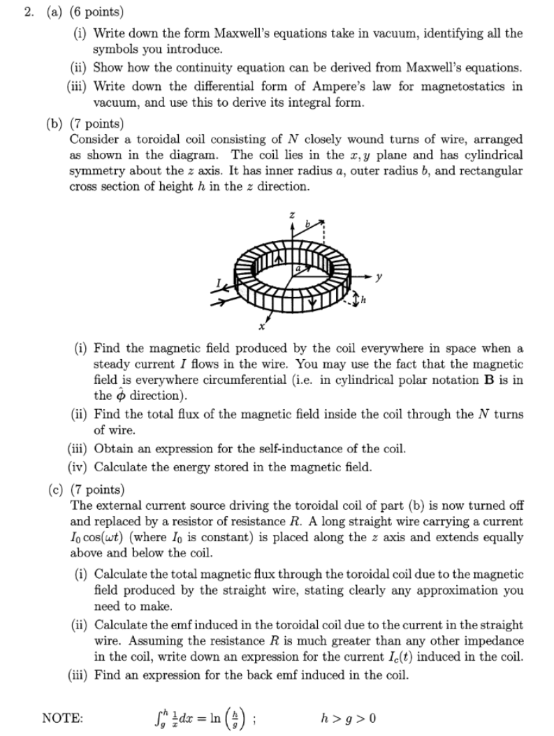 Solved 2. (a) (6 points) (i) Write down the form Maxwell's | Chegg.com