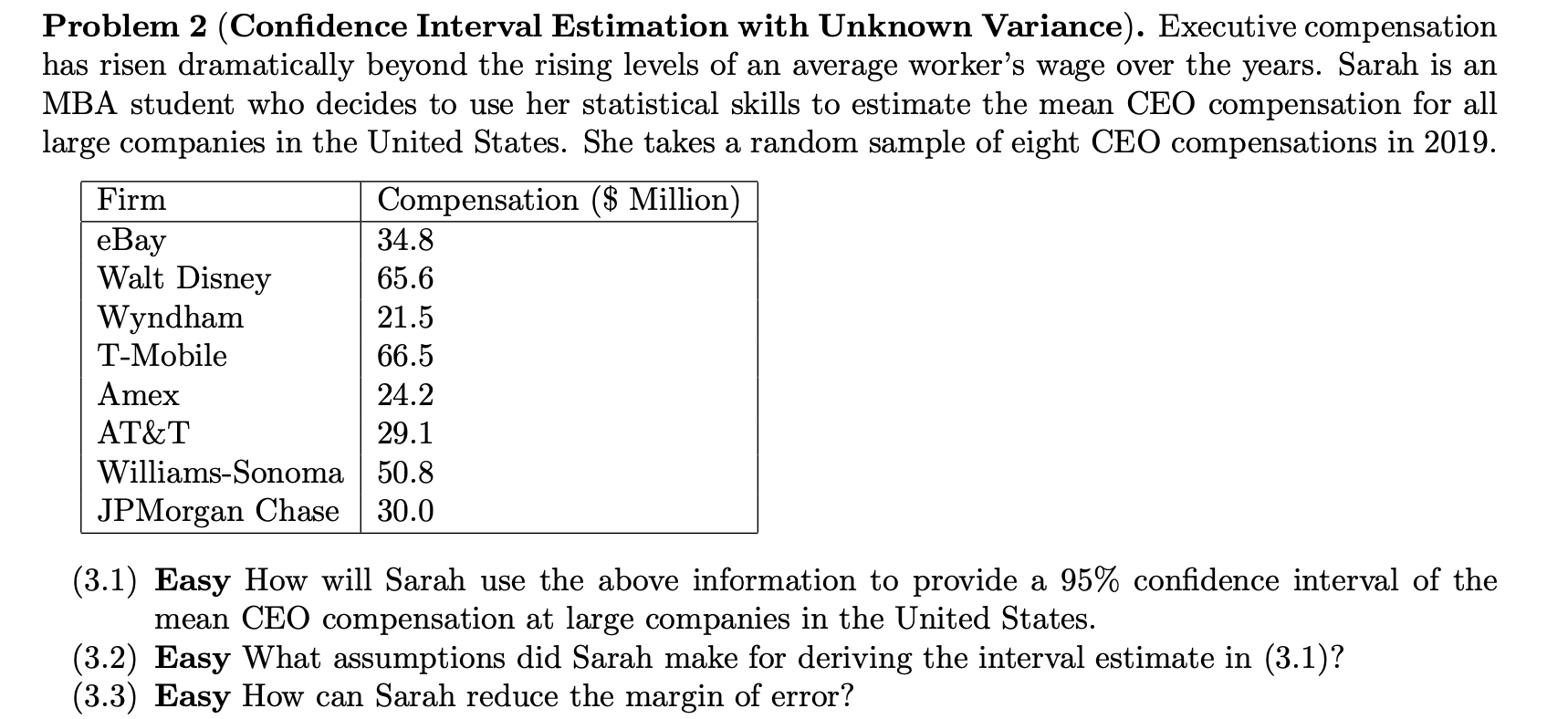 Solved Problem 2 Confidence Interval Estimation With 5635