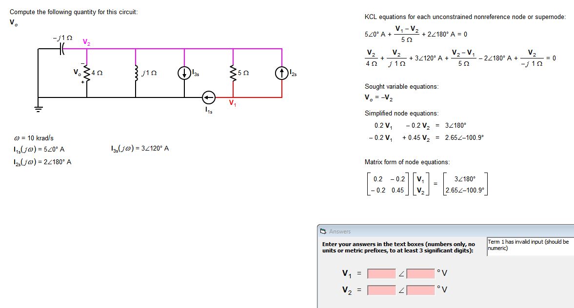 Solved Compute the following quantity for this circuit: KCL | Chegg.com