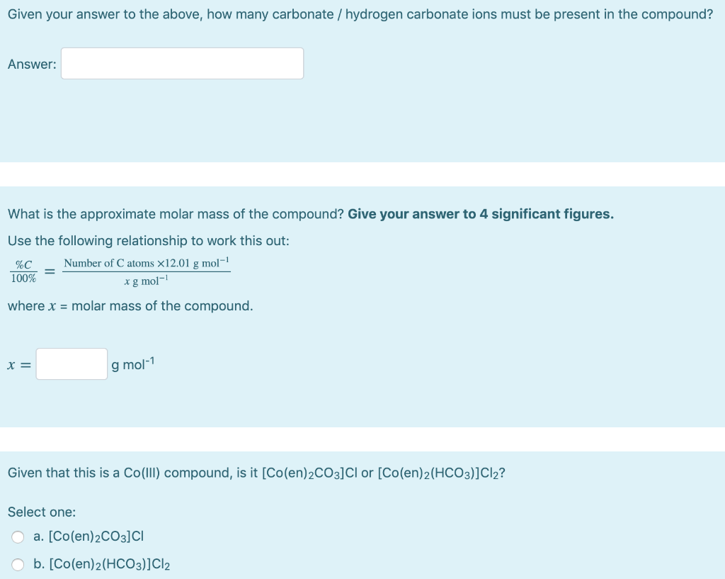 Solved Dark green Naz[Co(CO3)3]3H20 is suspended in water | Chegg.com