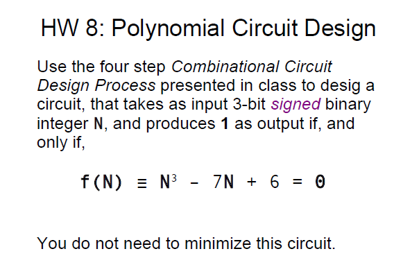 Solved HW 8: Polynomial Circuit Design Use the four step | Chegg.com Solved HW 8: Polynomial Circuit Design Use the four step | Chegg.com