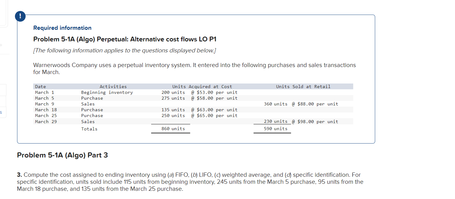 Solved Problem 5-1A (Algo) Perpetual: Alternative cost flows | Chegg.com