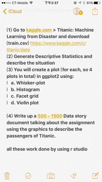 Go to kaggle.com > Titanic: Machine Learning from | Chegg.com