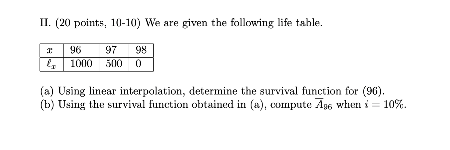 II. (20 points, 10-10) We are given the following | Chegg.com