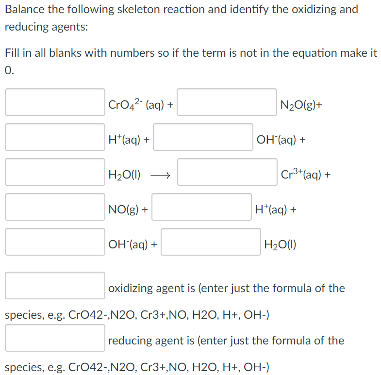 Solved Balance the following skeleton reaction and identify | Chegg.com