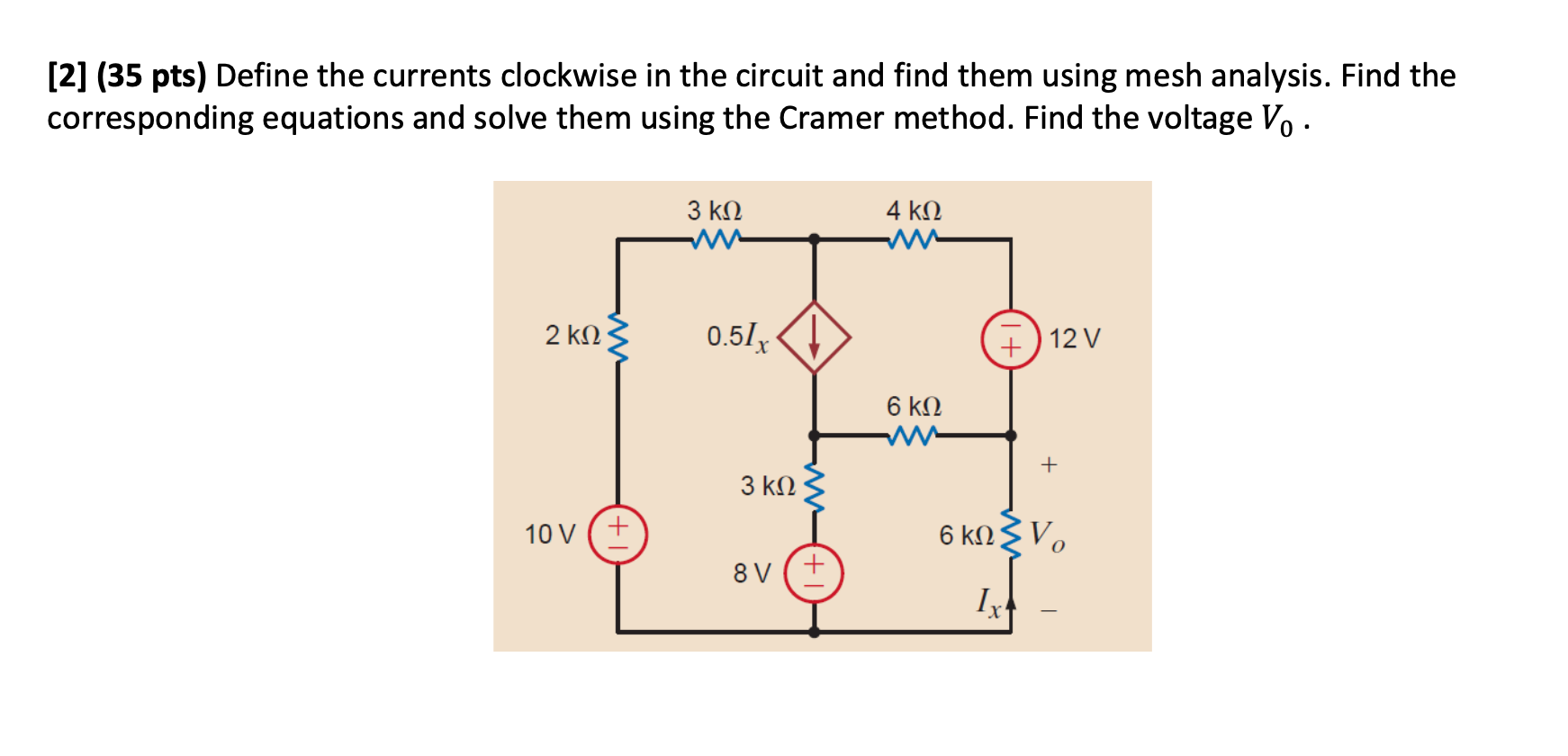 Solved [2] (35 pts) Define the currents clockwise in the | Chegg.com