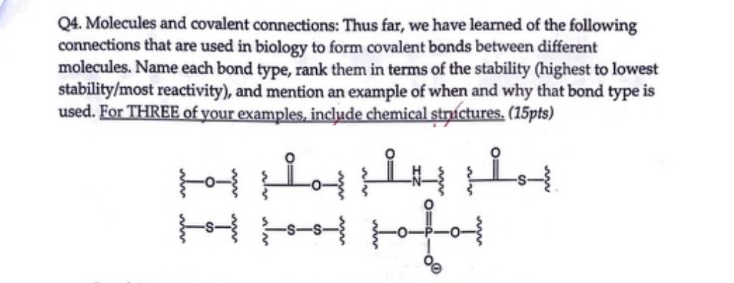 Solved by an EXPERT Q4. ﻿Molecules and covalent connections: Thus far, we | Chegg.com