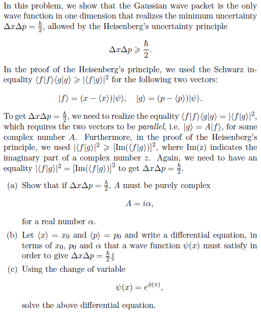 In this problem, we show that the Gaussian wave | Chegg.com
