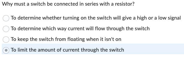Solved Why must a switch be connected in series with a | Chegg.com