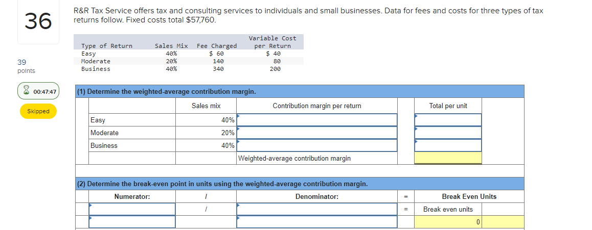 Solved R\&R Tax Service offers tax and consulting services | Chegg.com
